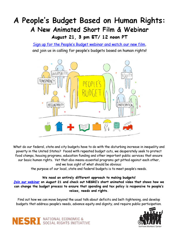 The People’s Budget Campaign Gets Animated! – Partners for Dignity & Rights